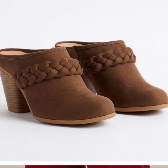 torrid | Shoes | Nwot Torrid Braided Mule 95 Ww Brown Faux Suede Clog ...